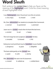 Context Clues Worksheets For Middle School Find The Meaning With Clue