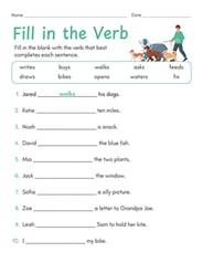 Verbs Worksheet 1st Grade