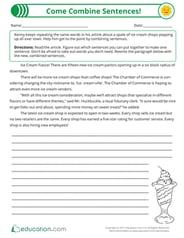 Combining Sentences Worksheet 8th Grade