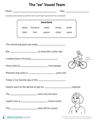 Vowel Teams Worksheets