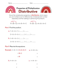 Properties Of Multiplication Worksheets 3rd Grade Properties Of