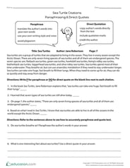Citation 5th Grade Worksheets