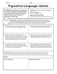 Idiom Worksheet Second Grade Idioms Worksheet 2nd Grade | TPT