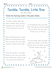 Browse Printable Preschool Poem Worksheets | Education.com