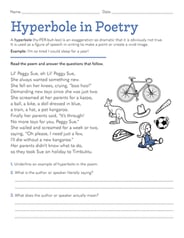 Hyperbole Worksheet Figurative Language Worksheets