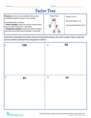 Factors And Multiples Worksheet 4th Grade