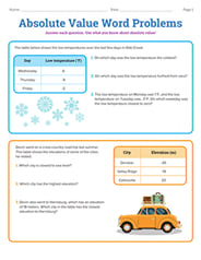 Absolute Value Word Problems Worksheets Solving Absolute Value