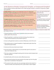 Compound Complex And Simple Sentences Worksheets