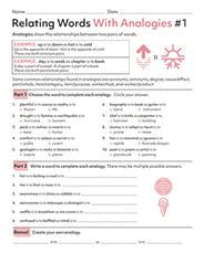 Analogies Worksheet Grade 8 Analogy Worksheets Free | TPT