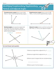 Vertical Angles Worksheets