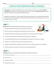 Prepositional Phrase Worksheet 8th Grade Prepositions And