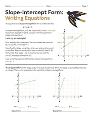 Writing Equations In Slope Intercept Form Worksheets