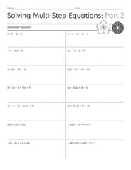 Multi Step Equation Problems Worksheets Multi Step Equations Worksheet