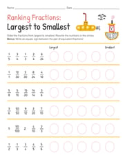 Comparing Fractions 4th Grade Worksheet Comparing And Ordering