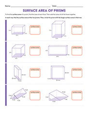 Surface Area Practice Worksheets 6.G.A.4 Surface Area Nets