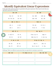 Equivalent Expressions Worksheets