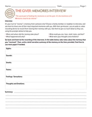 The Giver Movie Worksheet The Giver Novel Study | Made By Teachers