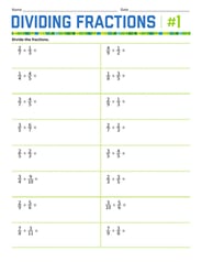 Dividing Fractions Worksheets 6th Grade