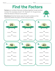 Factors And Multiples Worksheet
