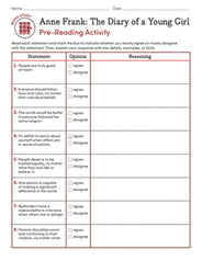 Diary Of Anne Frank Worksheets The Diary Of Anne Frank Act 1 Scene 3