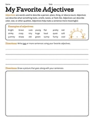 Adjective Worksheet First Grade English Worksheets: Adjectives That