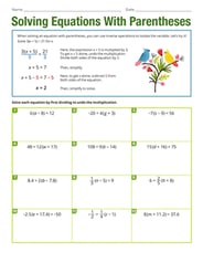 7th Grade Math Worksheets Solving Equations