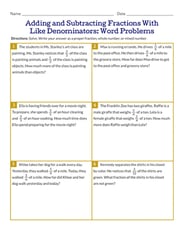Adding And Subtracting Fractions With Unlike Denominators Worksheets ...