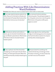 Adding Mixed Fractions With Like Denominators Free Worksheets Fraction