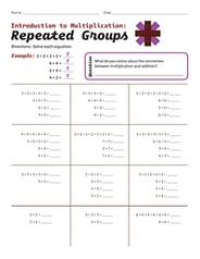 Multiplication Grouping Worksheets