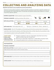 Analyzing Data Worksheets