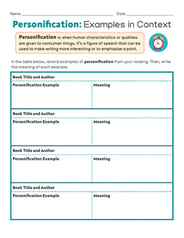 Personification Worksheets 6th Grade