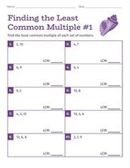 Least Common Multiple Worksheets Grade 6