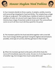 Decimals Word Problems Worksheet Aws All Operations Decimals Word