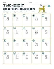 Grade 5 Math Double Digit Multiplication Worksheets Written