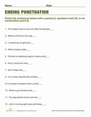 Ending Punctuation Worksheets Story Punctuation School Day