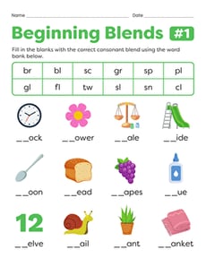 Language Arts 1st Grade Worksheets