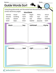 Guide Words Worksheet 6th Grade