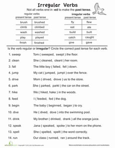 Irregular Verbs Worksheet 4th Grade