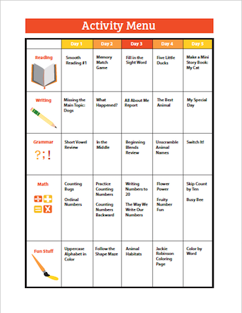 First Grade Fall Review Packet - Week 1 | Workbook | Education.com