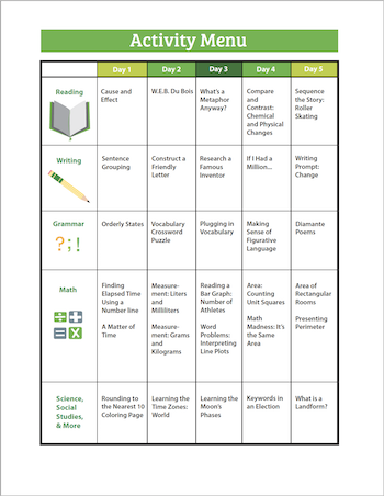 Fourth Grade Fall Review Packet - Week 4 | Workbook | Education.com