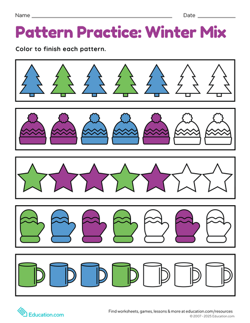 Pre-K Winter Break Packet | Workbook | Education.com