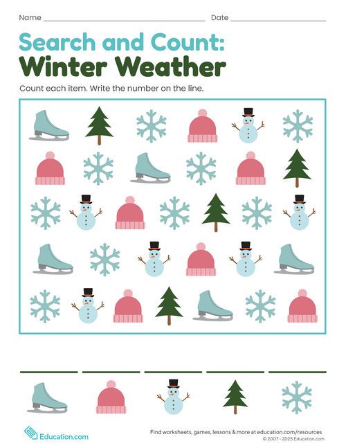 Kindergarten Winter Break Packet | Workbook | Education.com