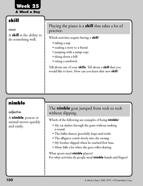 A Word a Day: Weeks 25-36 | Teacher Edition | Workbook | Education.com