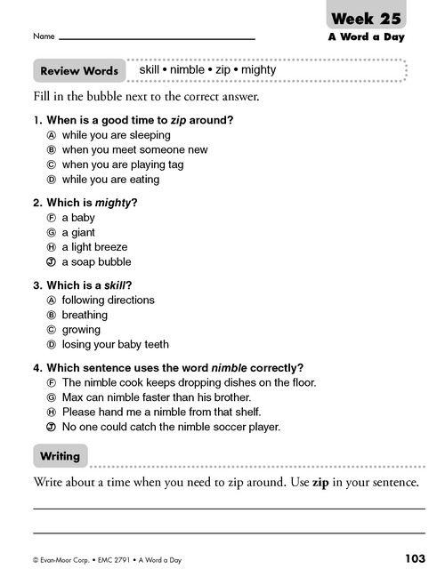 A Word a Day: Weeks 25-36 | Teacher Edition | Workbook | Education.com