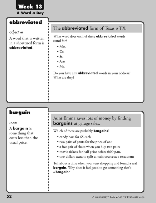 A Word a Day, Grade 2: Weeks 13-24 | Teacher Edition | Workbook ...