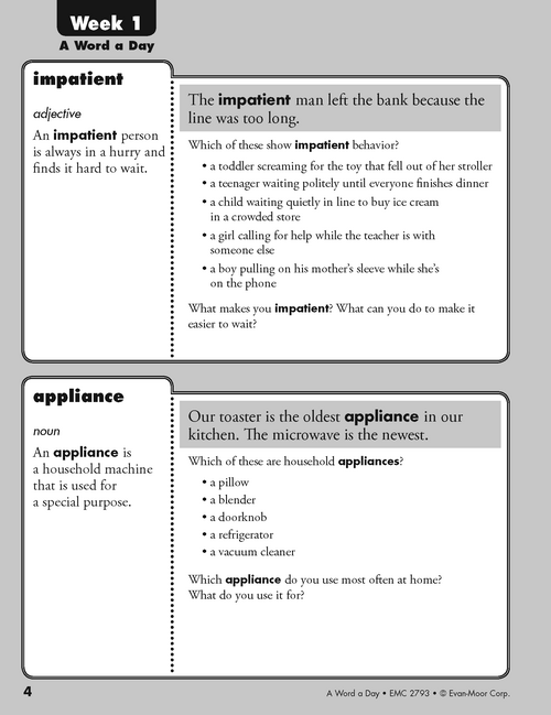 A Word a Day, Grade 3: Weeks 1-12 | Teacher Edition | Workbook ...