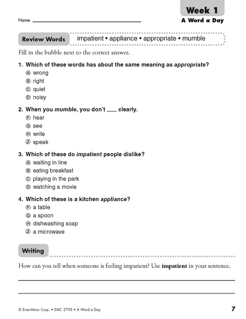 A Word a Day, Grade 3: Weeks 1-12 | Teacher Edition | Workbook ...
