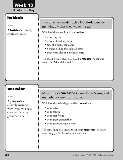 A Word a Day, Grade 3: Weeks 13-24 | Teacher Edition | Workbook ...