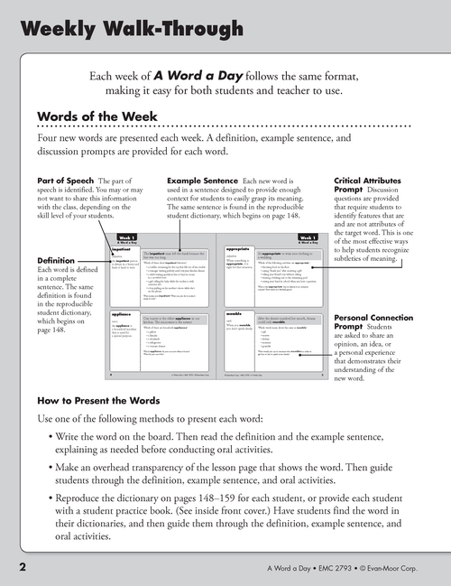 A Word a Day, Grade 3: Weeks 25-36 | Teacher Edition | Workbook ...