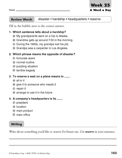 A Word a Day, Grade 3: Weeks 25-36 | Teacher Edition | Workbook ...